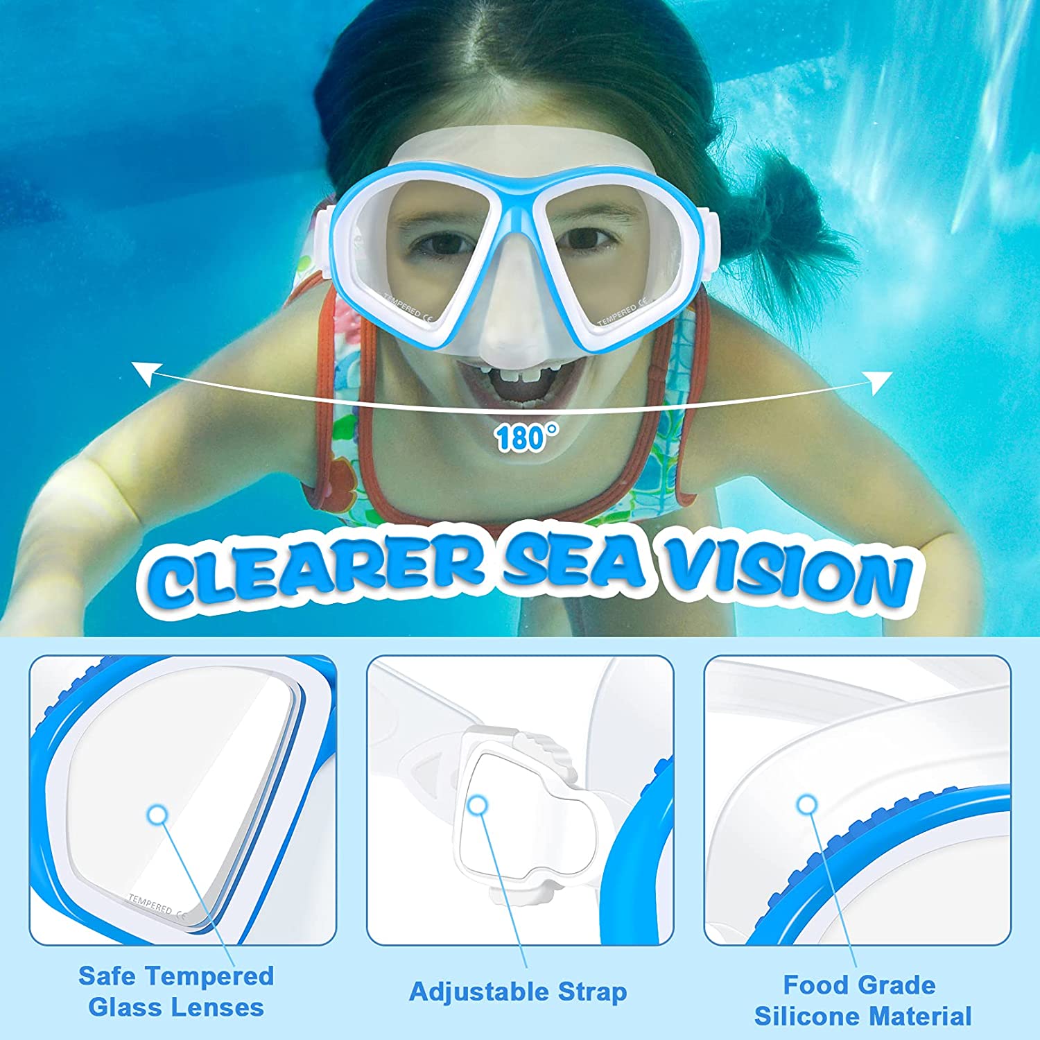 Silica Gel Kids Snorkeling Set Children Mask Fin S... – Grandado