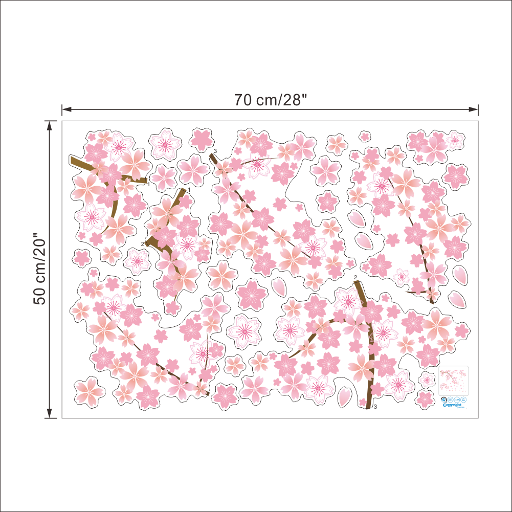 Pink Romantic Cherry Blossom Wall Sticker Cherry B... – Grandado