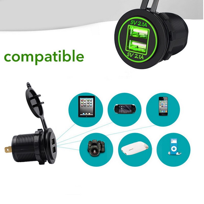 25V 2.1A Waterproof Dual Ports USB Socket Adapter ... – Vicedeal