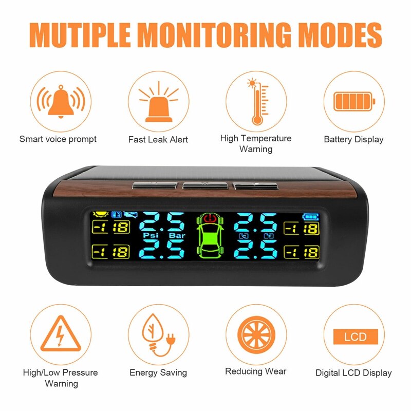 Wireless Solar TPMS LCD Car Tire Pressure Monitori... – Vicedeal