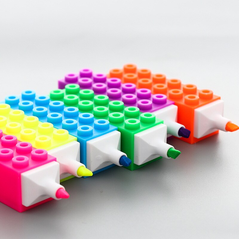 6 pcs Funny blocks Highlighter marker pen for kids... – Grandado