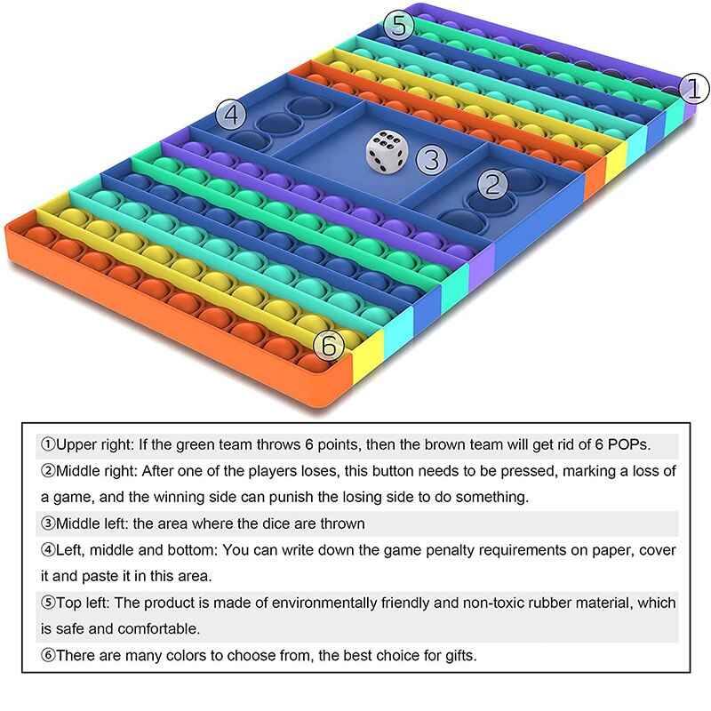 Rainbow Fidget Toys Pushs Bubble Squeeze Chess Boa... – Grandado