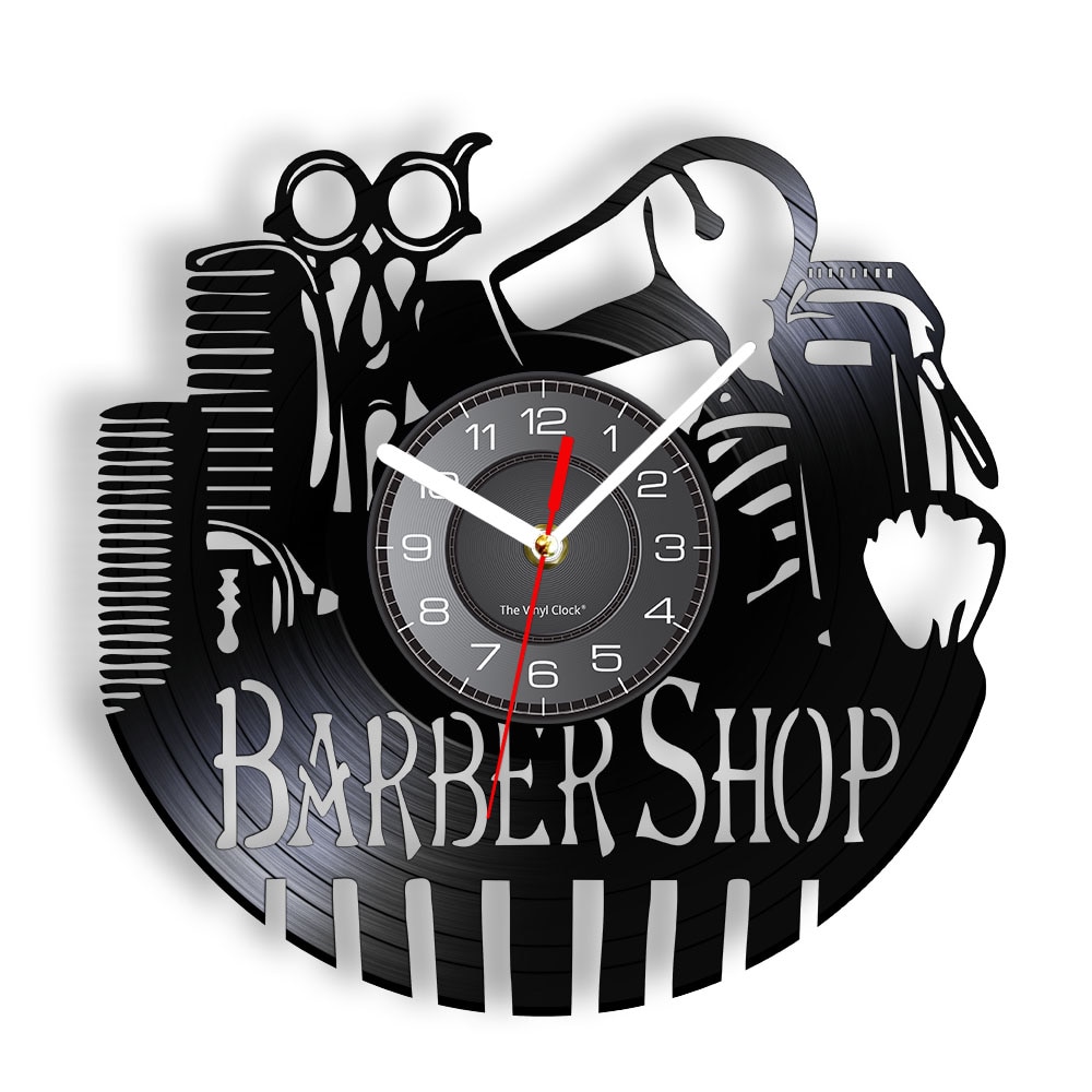 Barber Shop Wall Clock With LED Backlight Barber T... – Grandado
