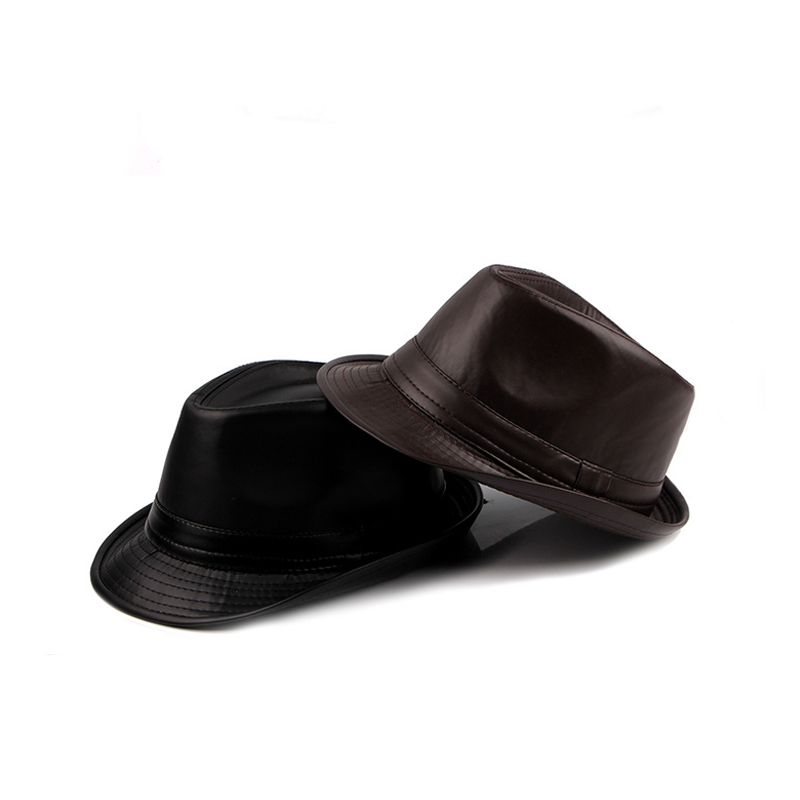 Leather Fedora Hats Vintage Jazz Cap, Cowboy Gentl... – Grandado