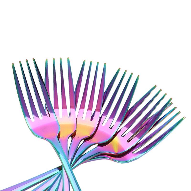 Stainless Steel Table Forks Set, 6Pcs Rainbow Colo... – Grandado
