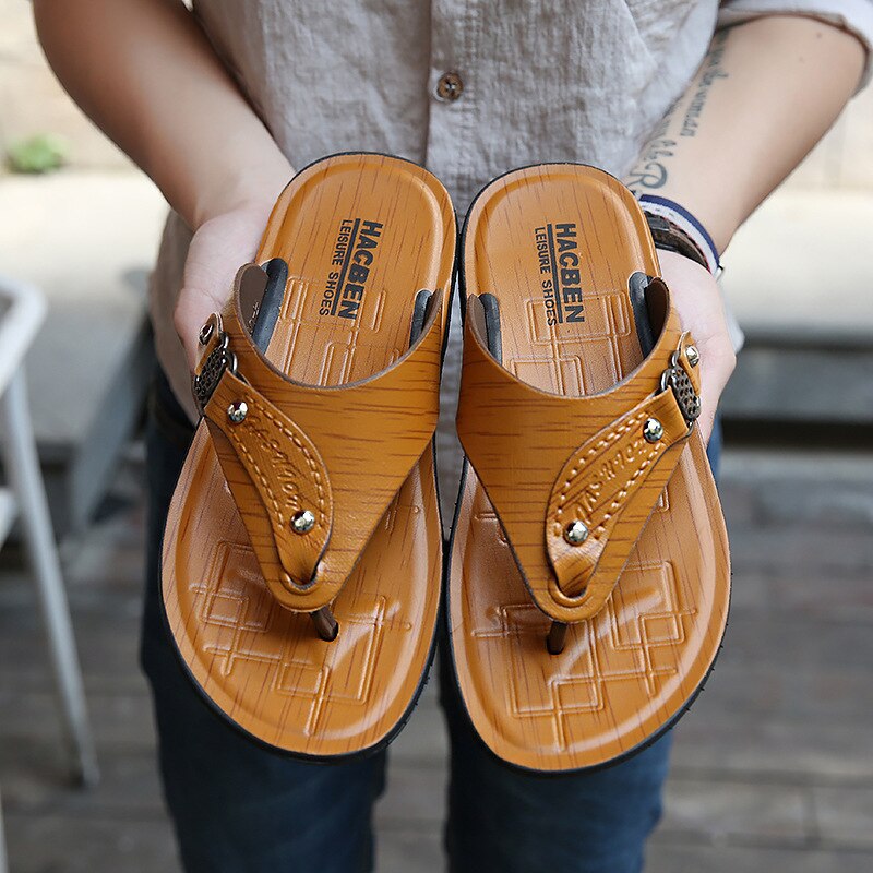 PADEGAO Summer Leisure Turned-over Edge Mens Slipp... – Grandado