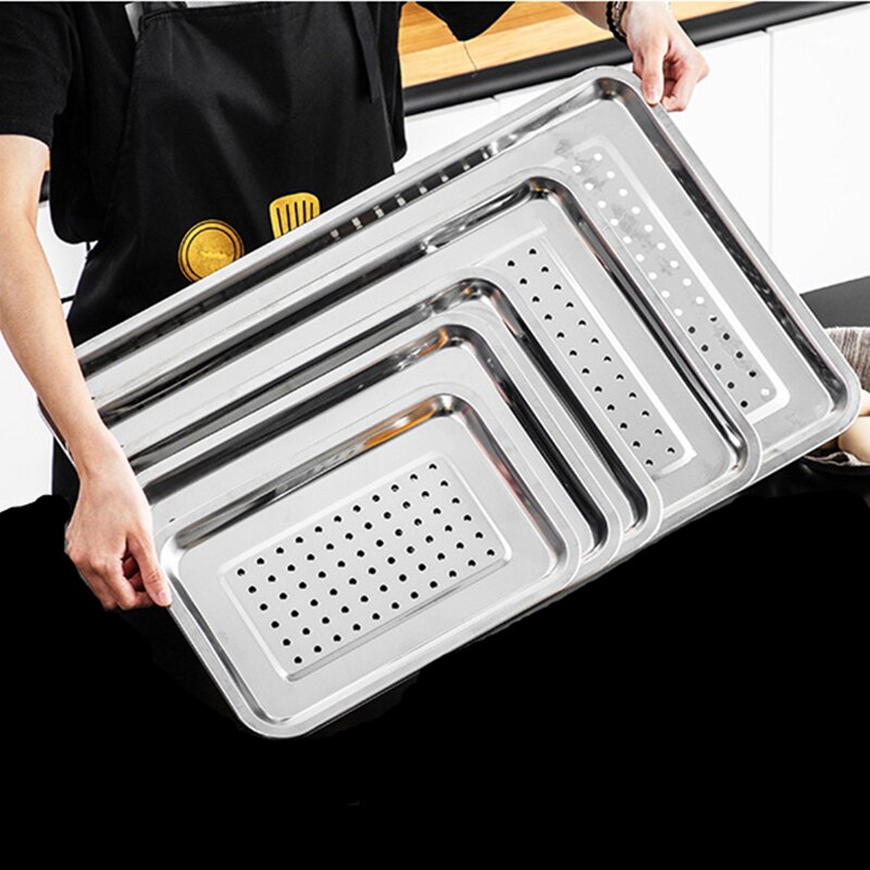 Rechthoekige Rvs Food Storage Thee Lade Afdruiprek... – Vicedeal
