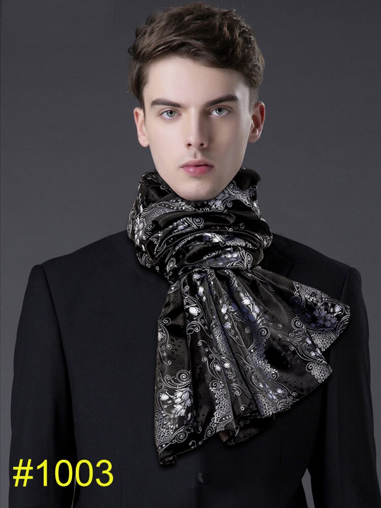 Winter 160cm Long Men Red Paisley Silk Scarf Male ... – Grandado