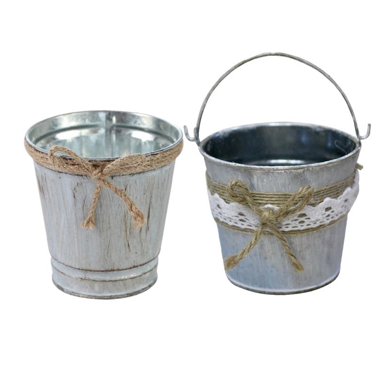 2Pcs Flower Bucket Pretty Home Decoration Retro Ir... – Grandado
