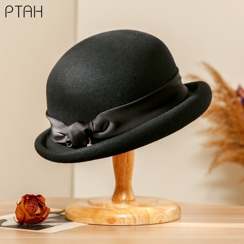 [PTAH] Autumn 100% Wool Hats Women's Winter Ha... – Grandado