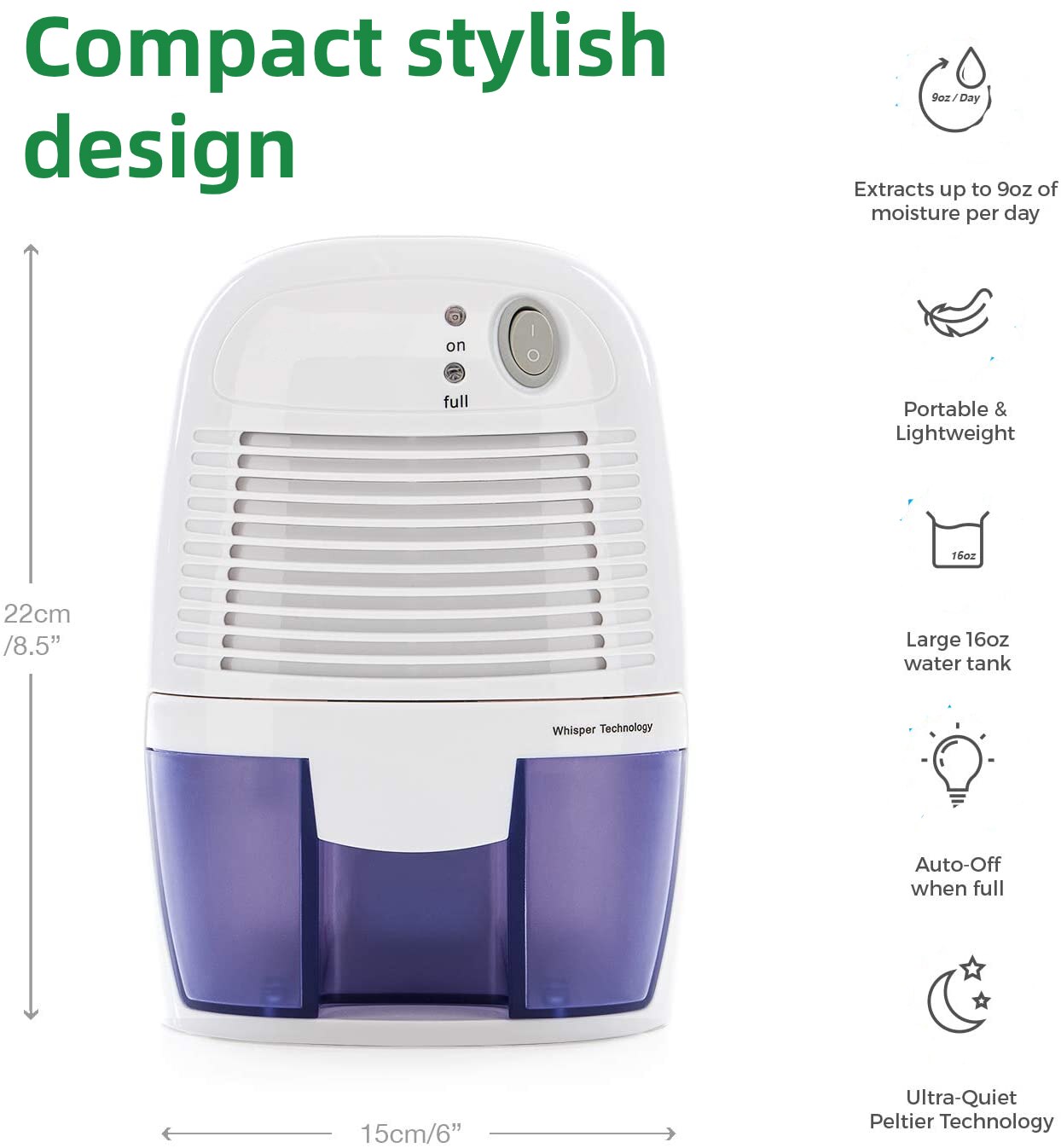 Mini Dehumidifier 24W 100-240V Compact 500ml/ 17oz... – Grandado