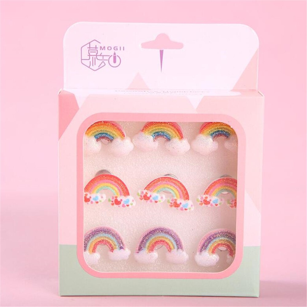 9pcs Beautiful Rainbow Thumbtack Pin Office Push P... – Vicedeal