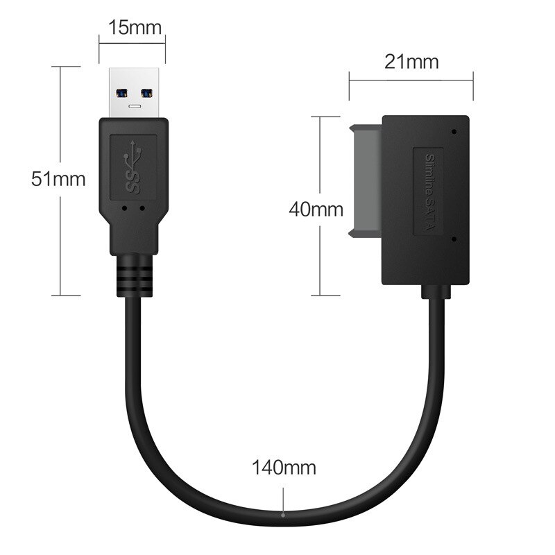 USB 3.0 to 7+6 13Pin Slimline SATA Cable Indicator... – Vicedeal
