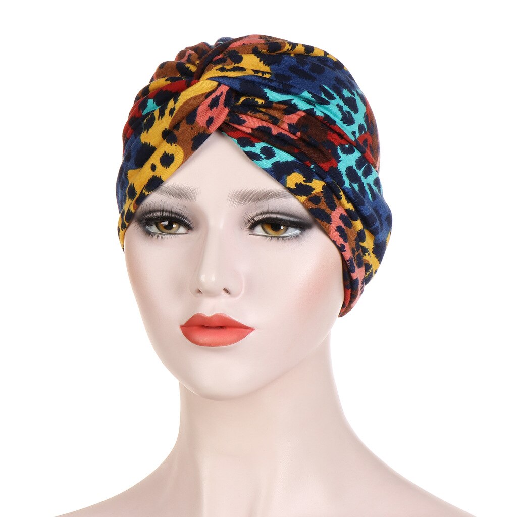 double layer leopard print twist headdress cap hea... – Grandado