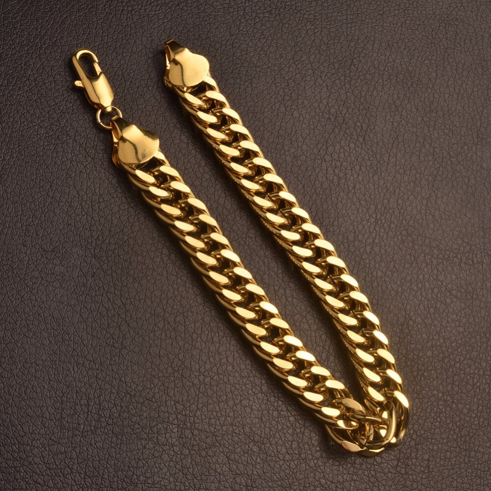 Anniyo Thick Cuba Bracelets for Men Gold Color Lin... – Grandado
