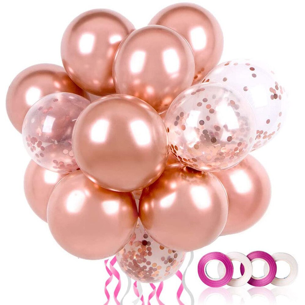 12pcs Rose Gold Balloons Girl Party Decor First 12... – Vicedeal