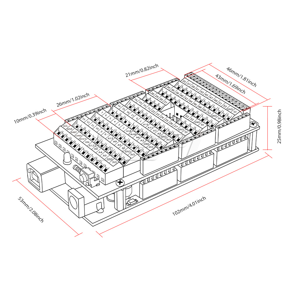 ！52Pi Terminal Hat for Arduino MEGA 2560 R3 Arduin... – Grandado