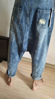 Summer blue Crotch denim pants Male Streetwear dan... – Grandado