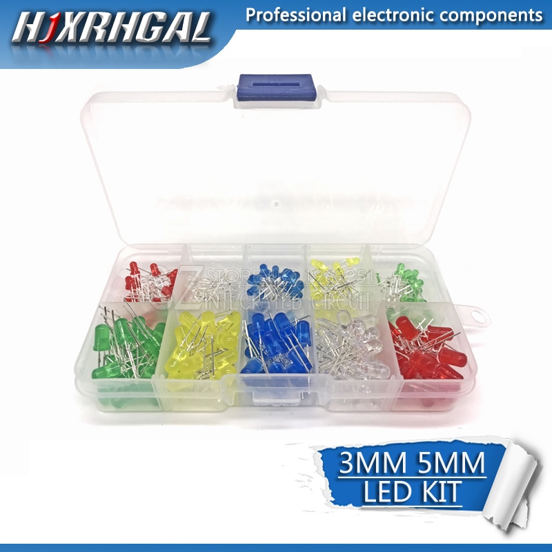 200pc 3mm 5mm led kit blandad färg röd grön gul bl... – Grandado