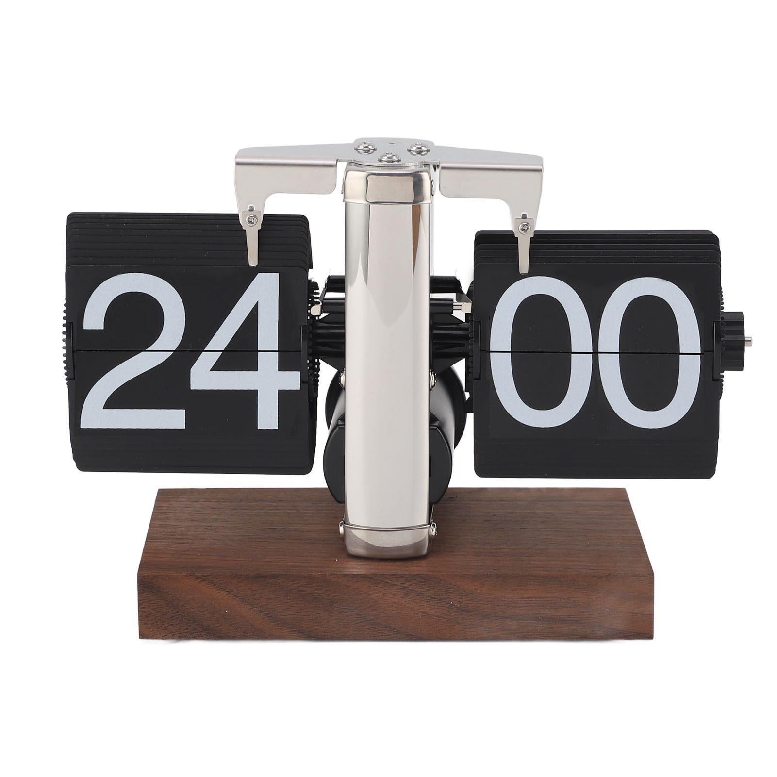 Flip Desk Clock Auto Mechanical Flip 24H Wood Base... – Grandado