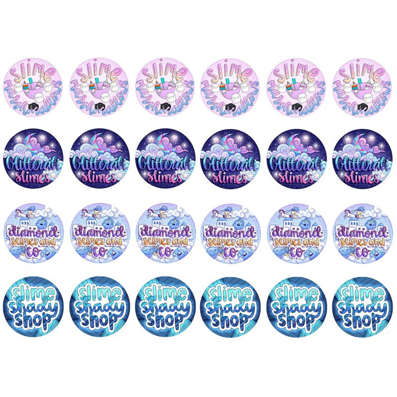 24pcs/set Watercolor Slime Sticker Topper Round 36... – Grandado