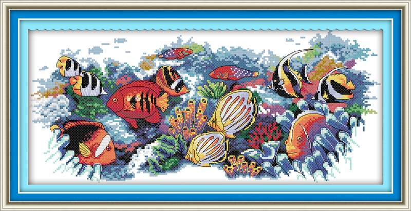 Tropical fish(2) cross stitch kit cartoon canvas s... – Grandado
