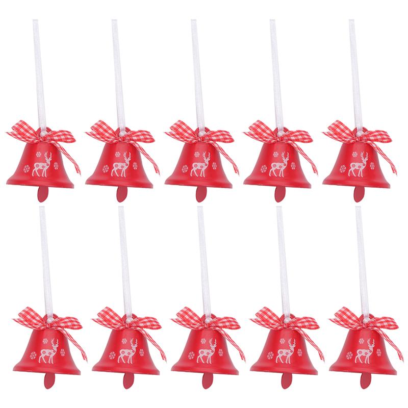 10 X Christmas bells Mini Jingle Bell Red Silver P... – Grandado