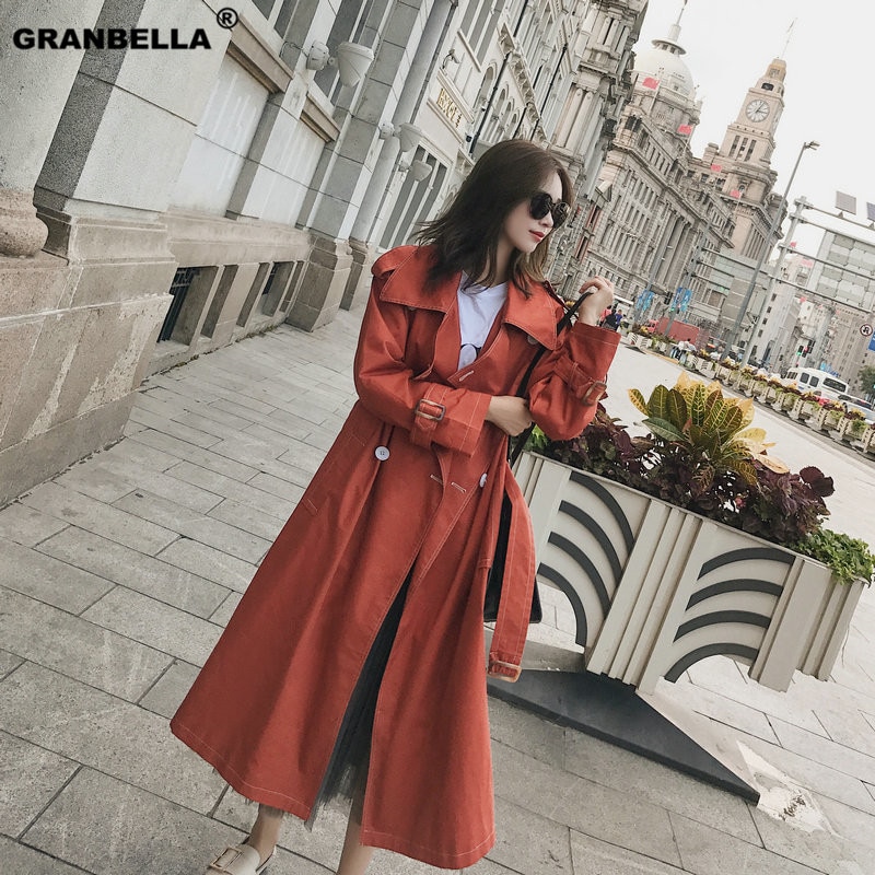 Spring thin long trench coat with belt Korean and ... – Vicedeal