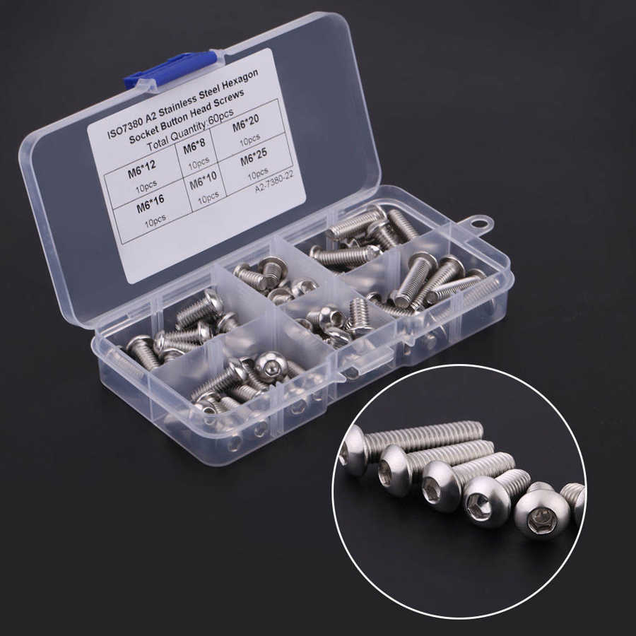 M6 Knop Schroeven 60Pcs M6 Rvs Zeskante Knop Schro... – Grandado