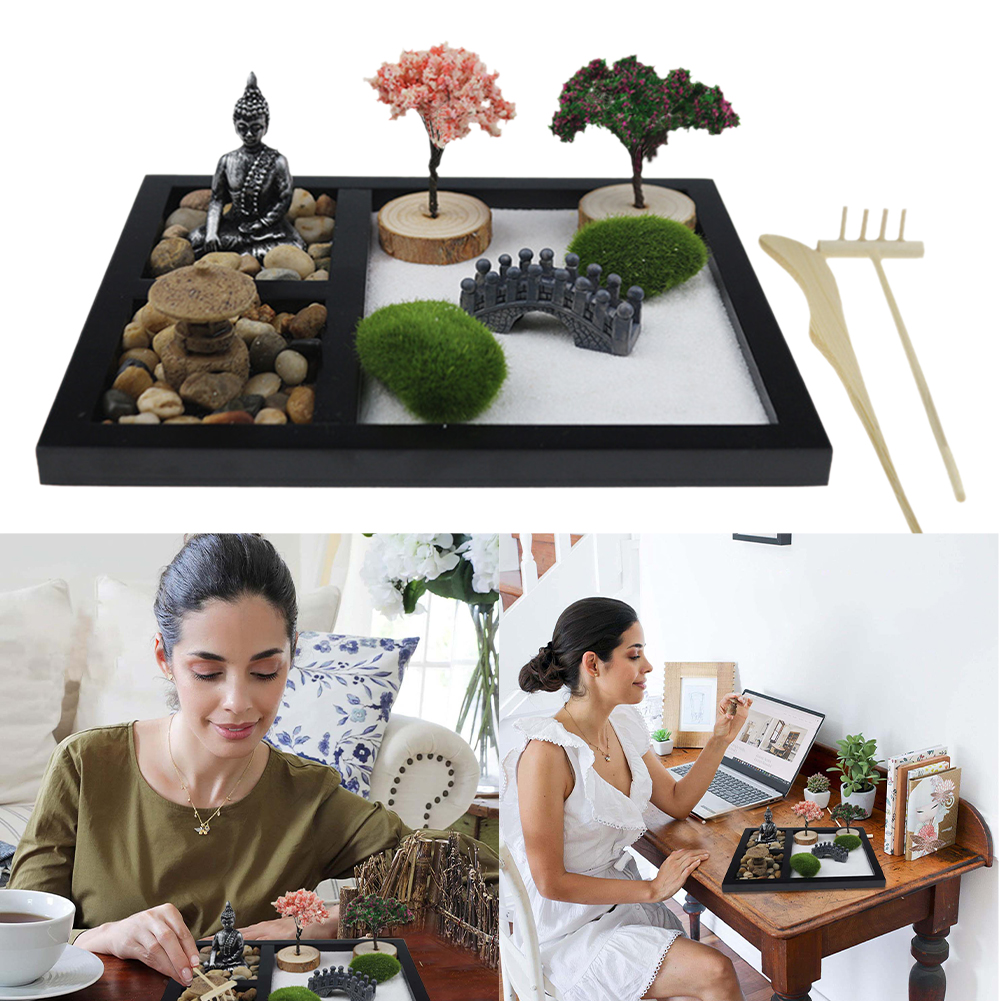 Japanese Zen Sand Garden Tabletop Mini Zen Garden ... – Grandado