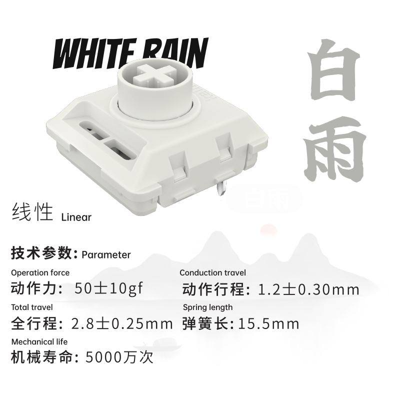 Kailh All Pom Mini interruptor blanco-lluvia negro... – Grandado
