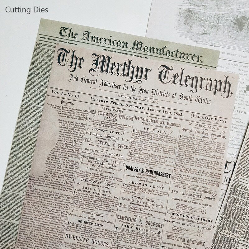 8 unids/lote A5 Vintage periódico impreso papel de... – Grandado
