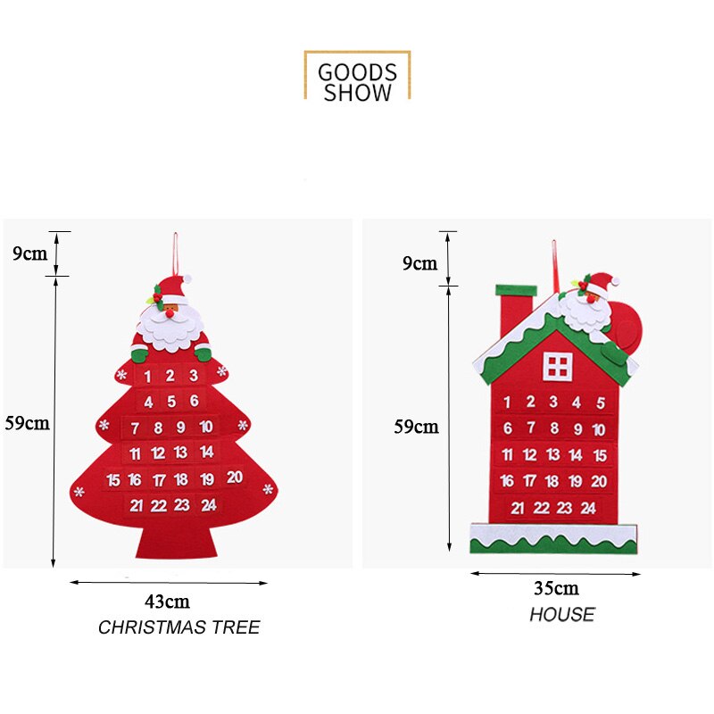 Red Christmas Tree Hanging Countdown Advent Calend... – Vicedeal