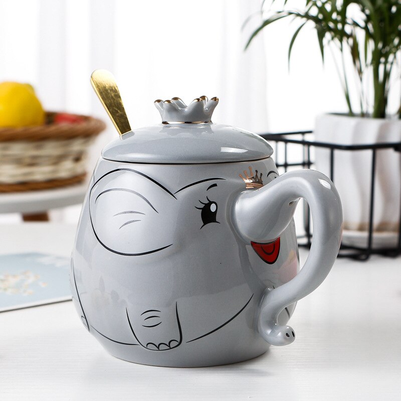 Cartoon Stereo Relief Elephant Ceramic Coffee Mug ... – Grandado