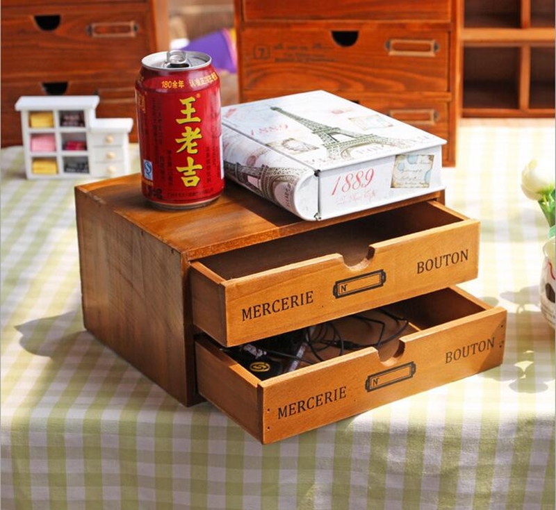 Wooden Storage Drawer Home Cosmetic Storage box 2D... – Grandado