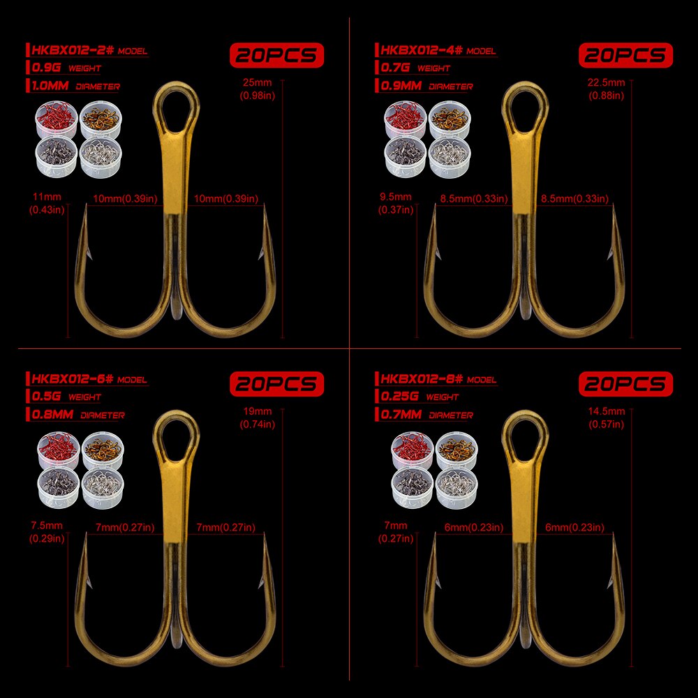 20pcs/Box Fishing Hook 2/4/6/8/10# Triple Fishhook... – Vicedeal