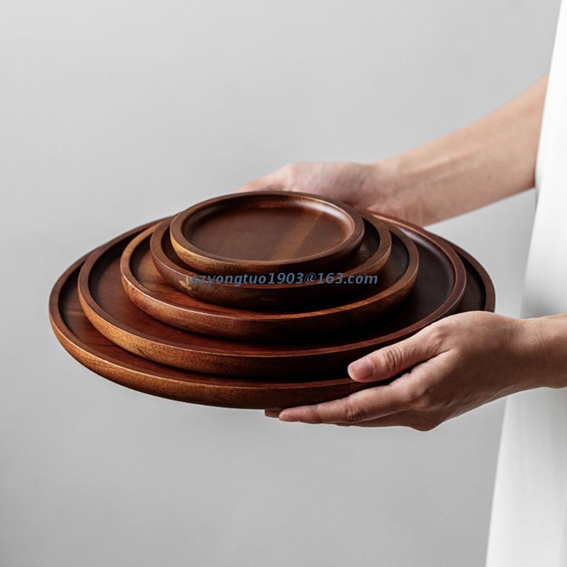 P82C Decorative Wooden Round Salad Snack Plate Des... – Vicedeal