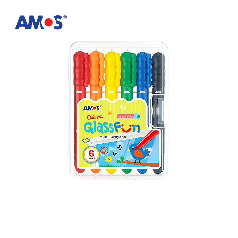 AMOS GF6PC Fun Artboard Glass Crayons Set Easy To ... – Grandado