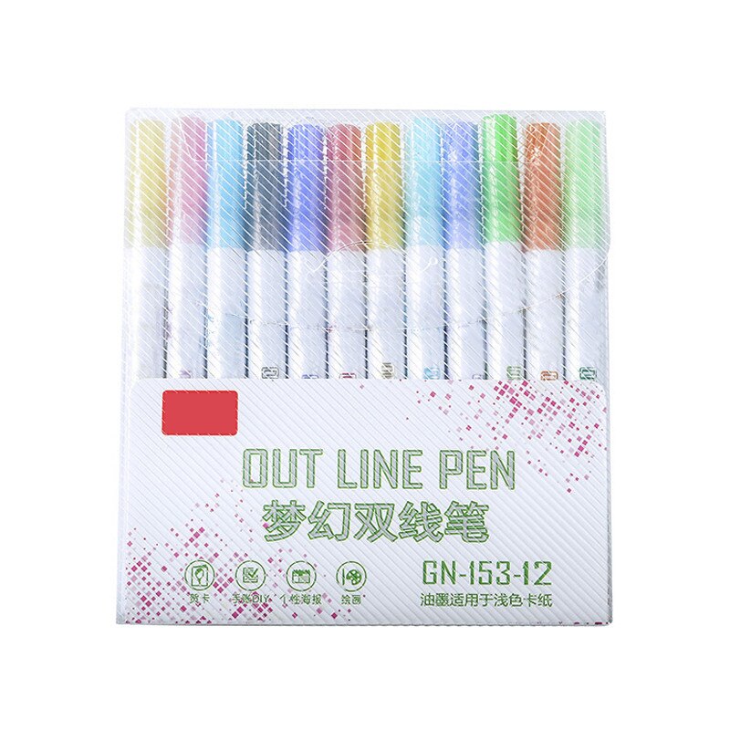 Drawing Double Line Outline Pen Highlighter Marker... – Vicedeal