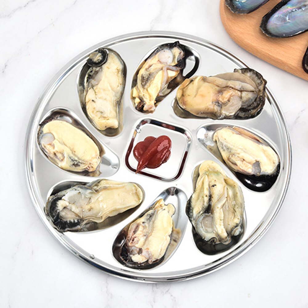 Rvs Oesters Diner Plaat 8 Slots Oyster Serveren Gr... – Vicedeal