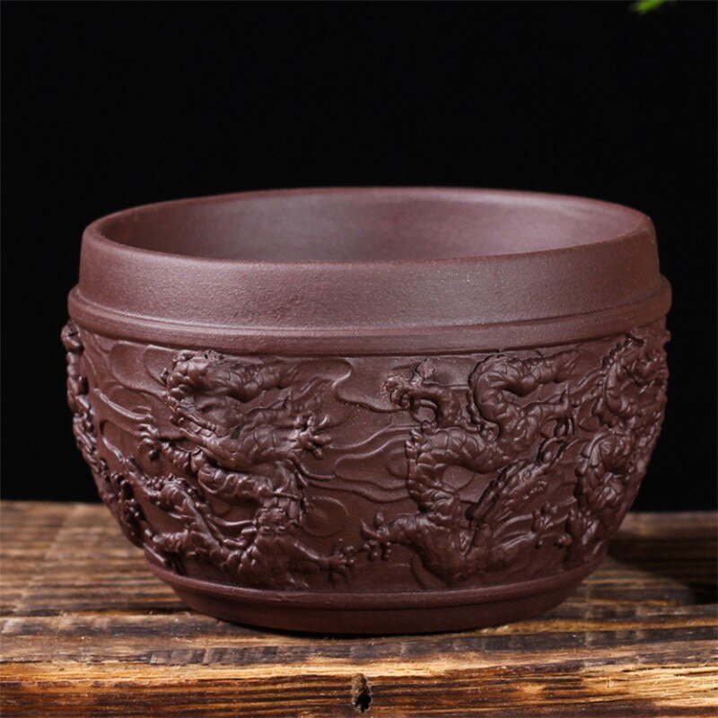 Purple Clay Kung Fu Master Cup Embossed Dragon Tea... – Grandado