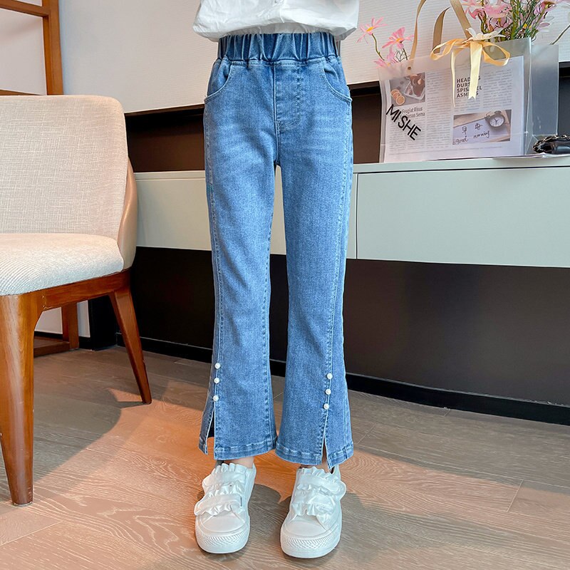 Jeans For Girls Split with Pearl Spring Autumn Arr... – Grandado