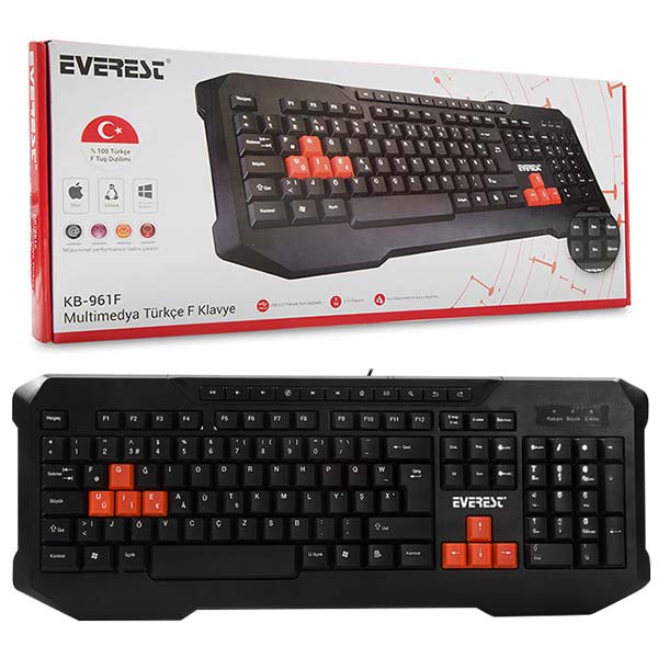 EVEREST KB-961F BLACK USB TURKISH KEY F MULTİMEDİA... – Grandado