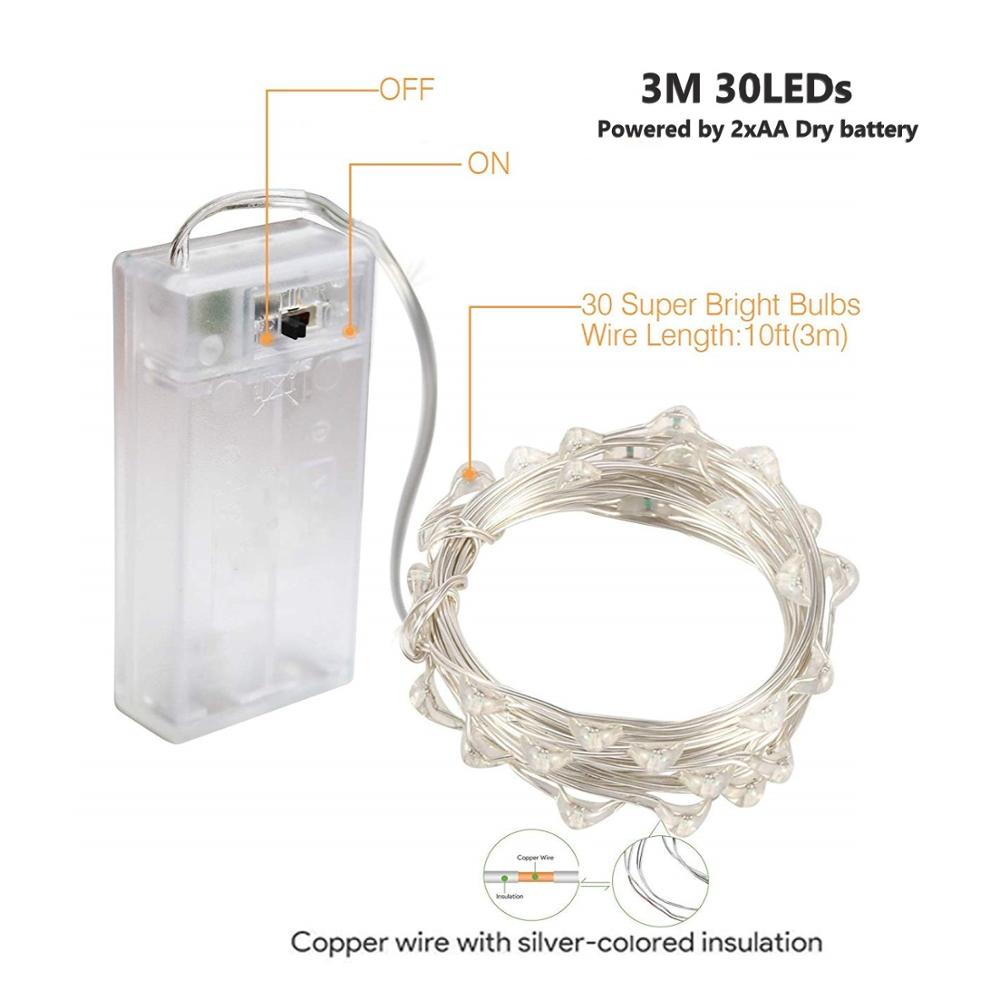 6 st led fairy string lights 10ft/3m 30 leds firef... – Vicedeal