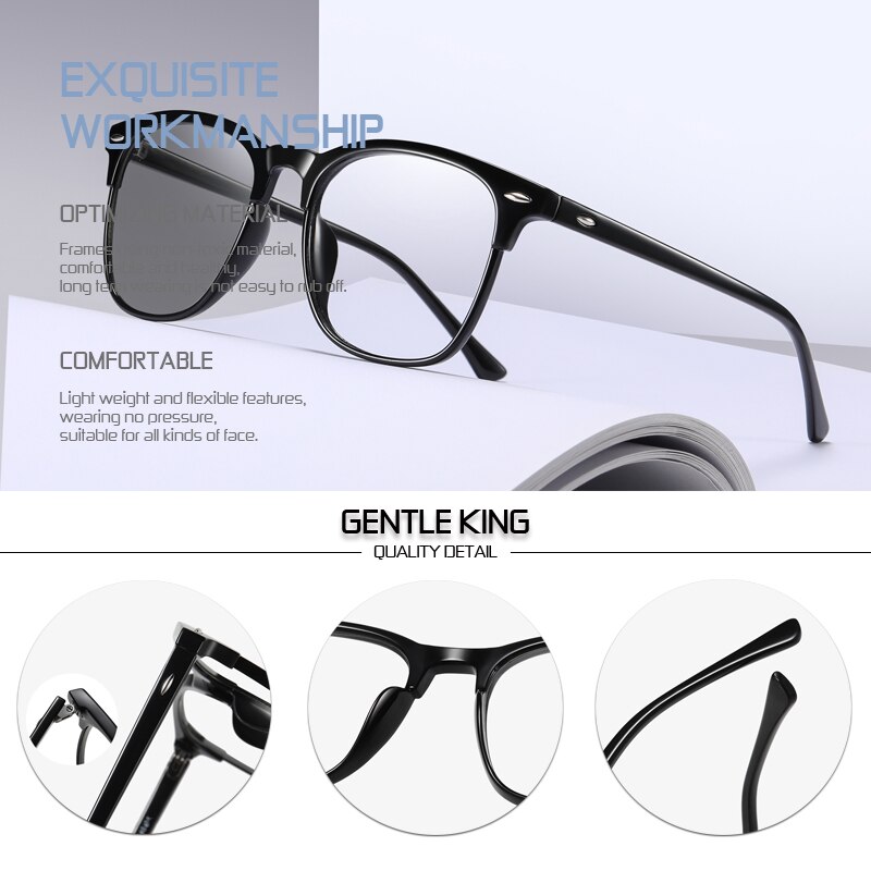 GENTLE KING Photochromic Glasses Men Anti Blue Lig... – Grandado