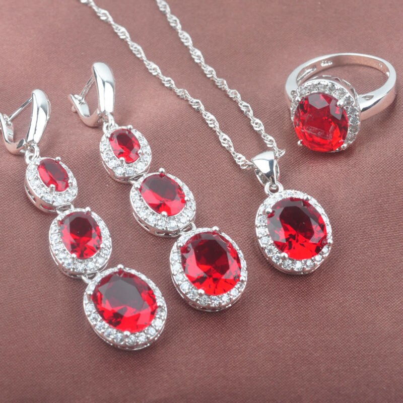 Bruiloft dames sieraden sets zilverkleurige ring k... – Vicedeal