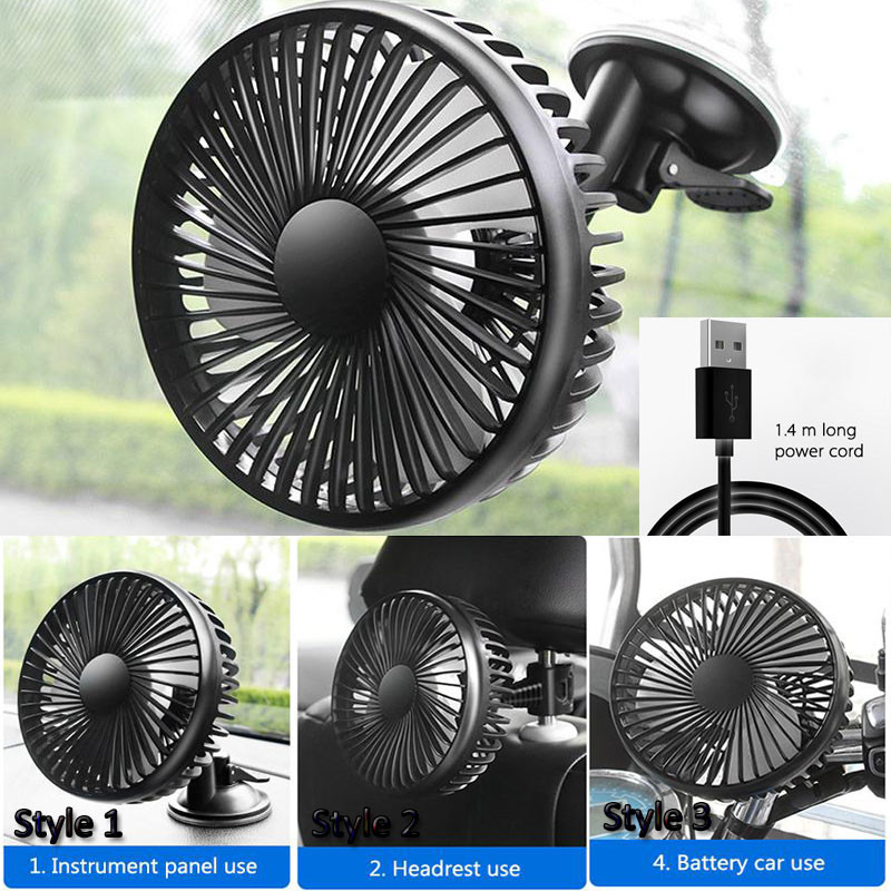 3 Style USB Car Fan Suction Cup Car Seat Back Sing... – Grandado