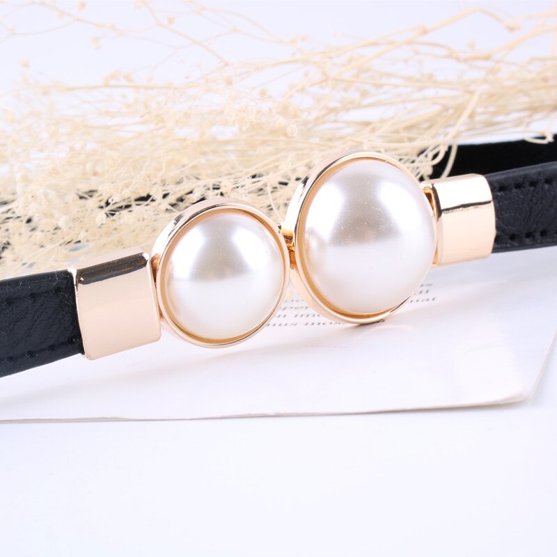leather Pearl corset Belts Retro Elastic Narrow gi... – Grandado