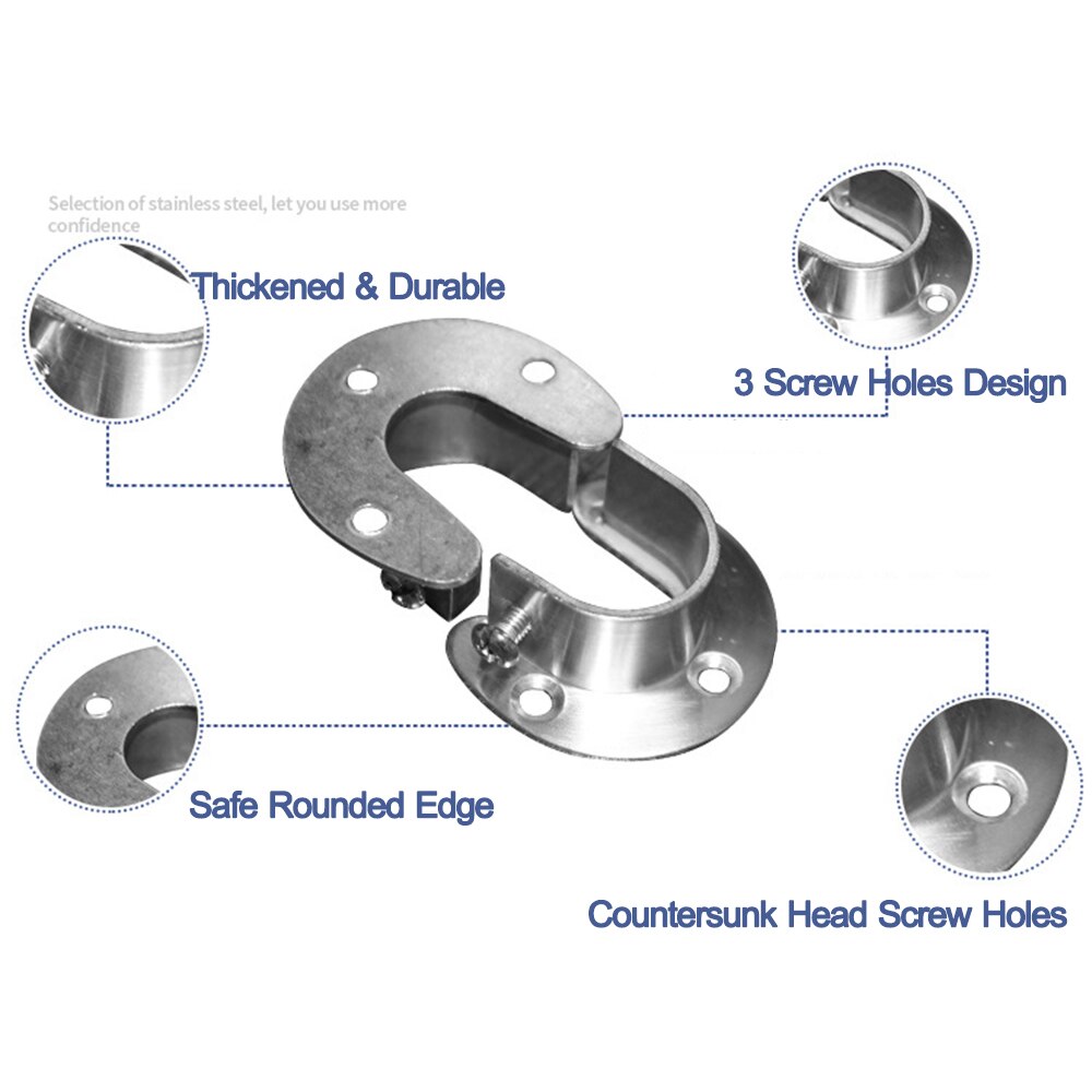 2pc Closet Pole Sockets Set of 2pcs U-shape Rod So... – Grandado