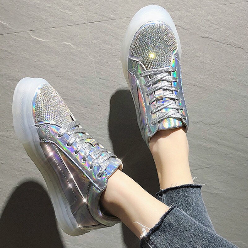 Spring and Autumn Women's Single Shoes Bling Color... – Grandado